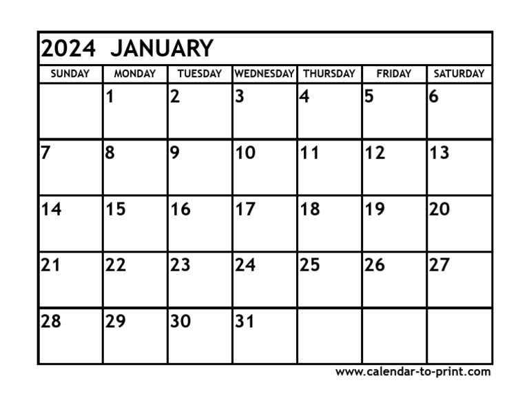 January 2024 Calendar | PDF