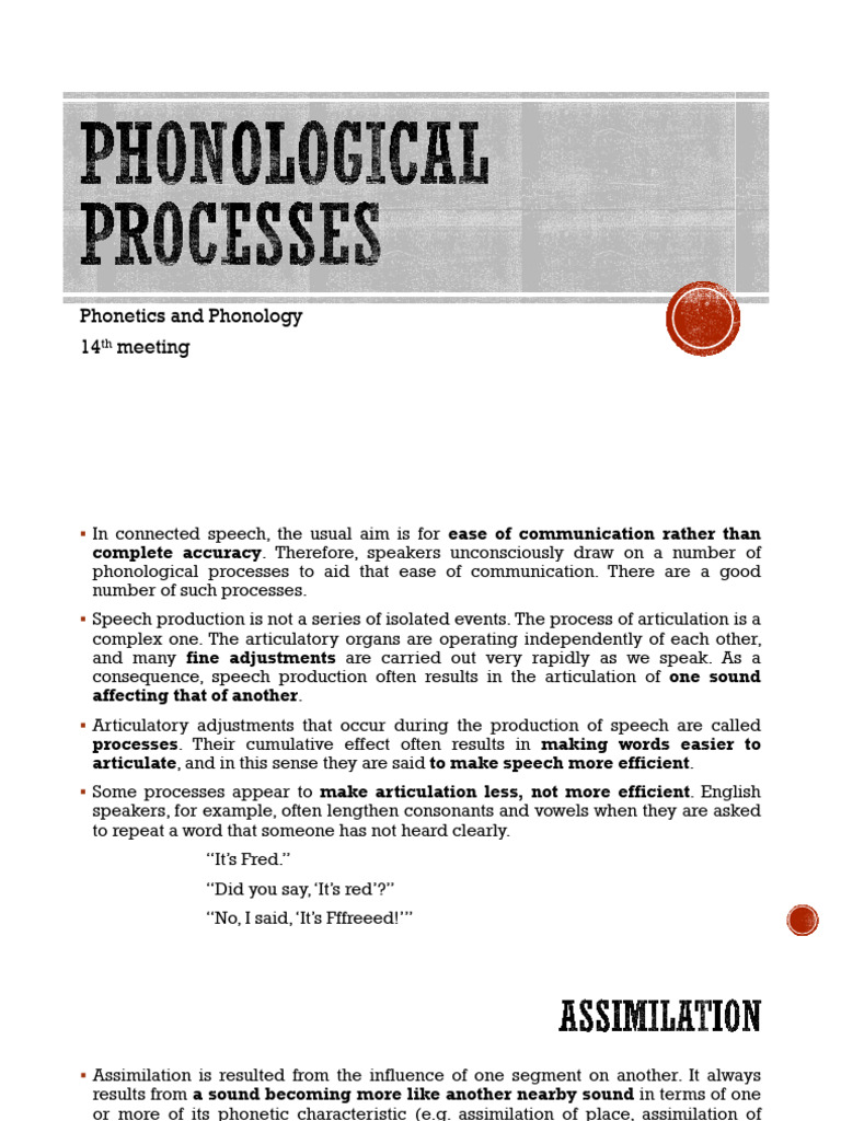 Phonological Processes | PDF | Speech | Consonant