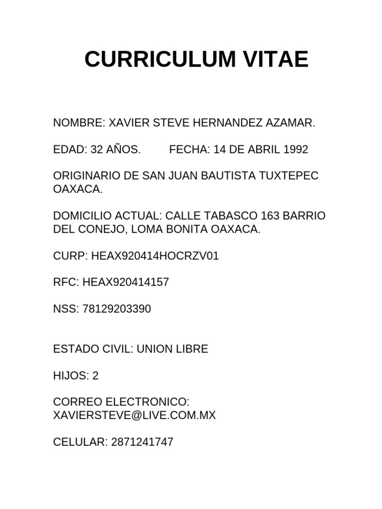 Currículum Vitae de Xavier Hernández | PDF