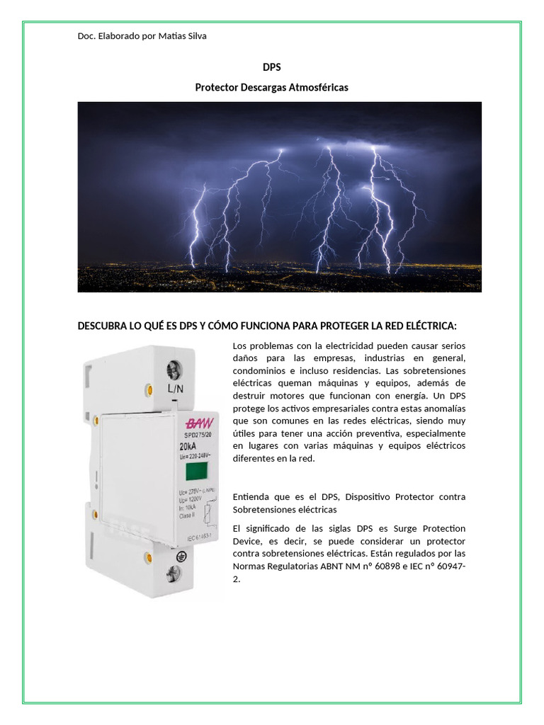 Qué es un DPS y su función protectora | PDF | Ingenieria Eléctrica ...