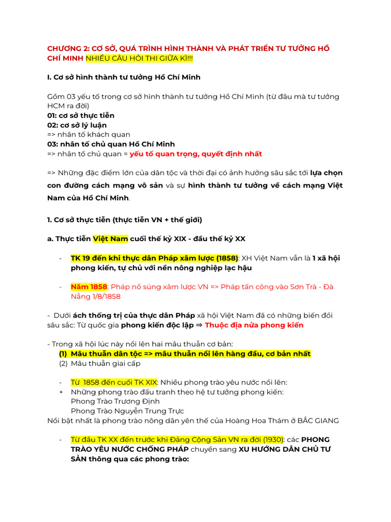Tư tưởng Hồ Chí Minh Chương 2 - Cơ sở, quá trình hình thành và phát ...