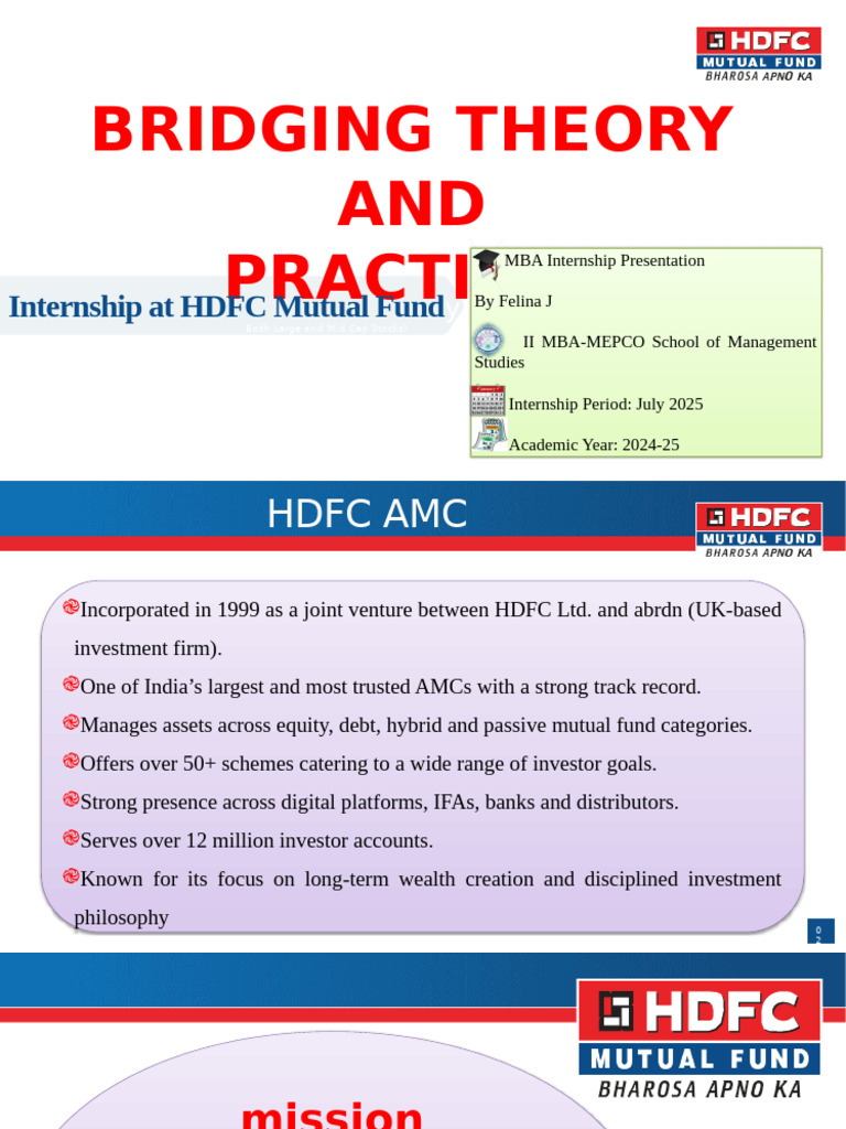 HDFC Internship Presentation | PDF | Investing | Mutual Funds