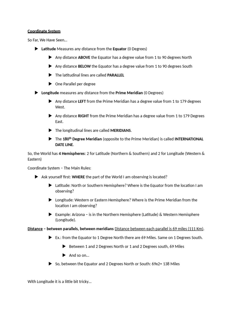 Coordinates System Lesson Notes | PDF | Longitude | Latitude