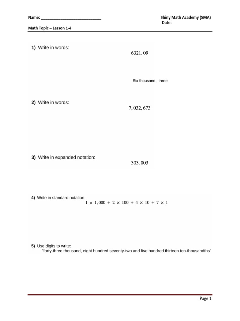 Shiny Math Academy Lesson 1-4 | PDF