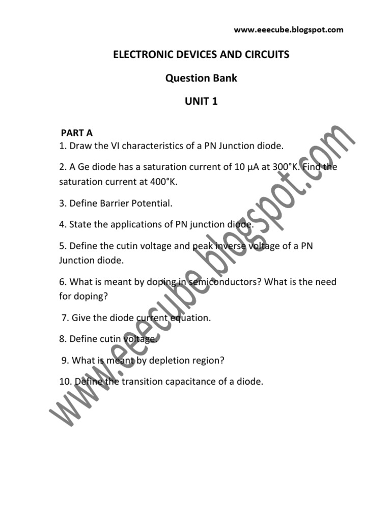 EDC Question Bank with Answers | PDF | Bipolar Junction Transistor ...