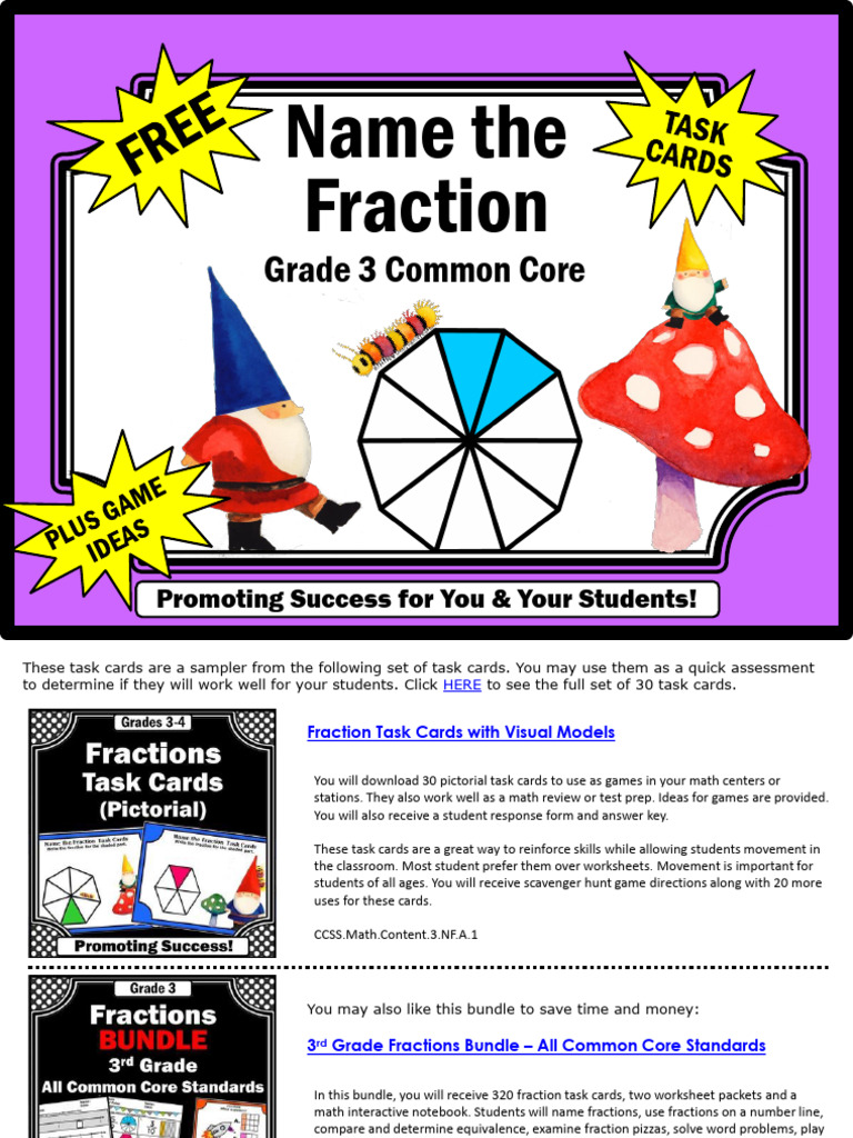 Name The Fraction: Grade 3 Common Core | PDF | Digital Millennium ...