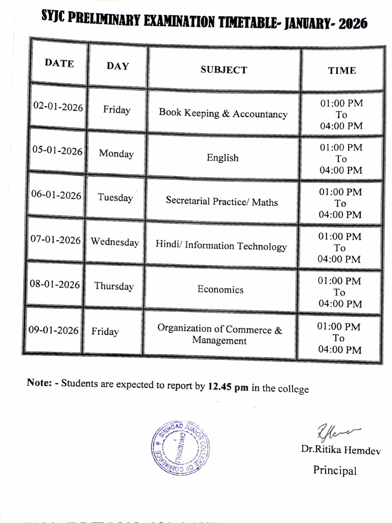 Exam Timetable | PDF