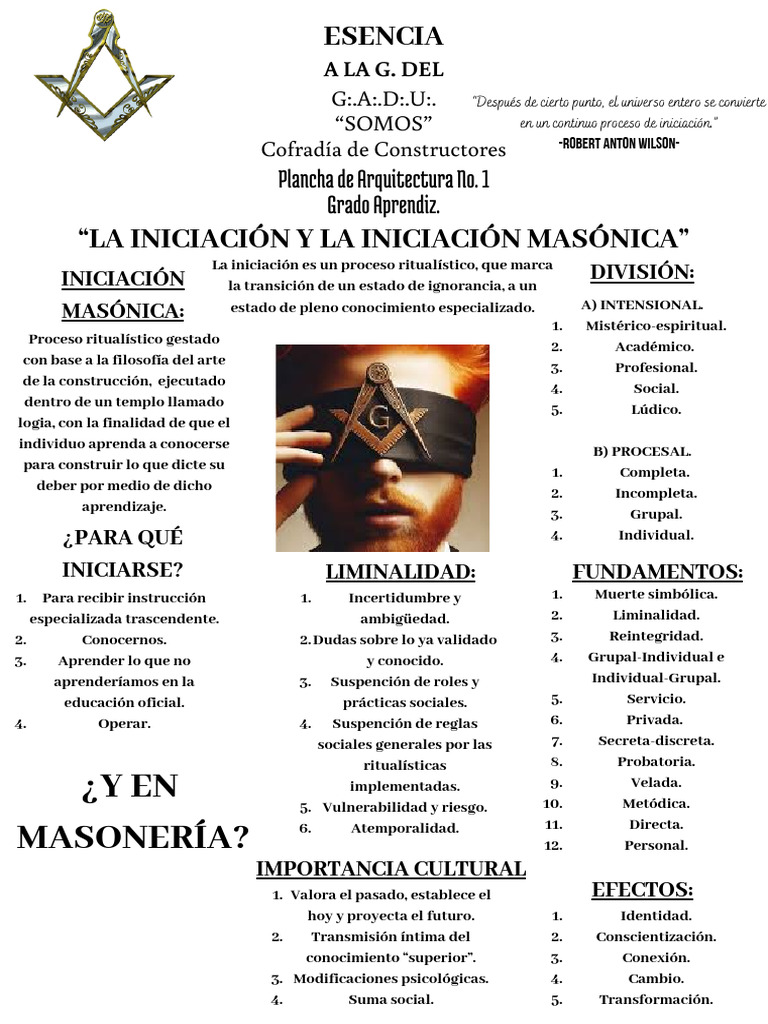 Primera Iniciación e Iniciación Masónica | PDF | Masonería | Aprendizaje