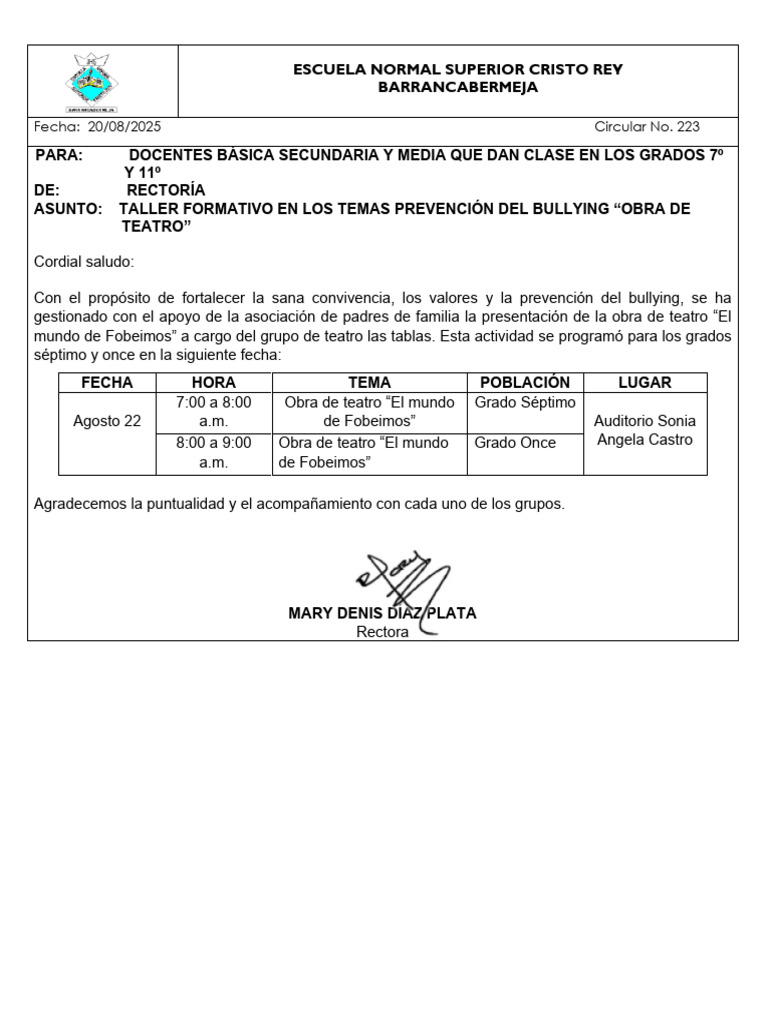 Circular Grados 7º y 11º | PDF