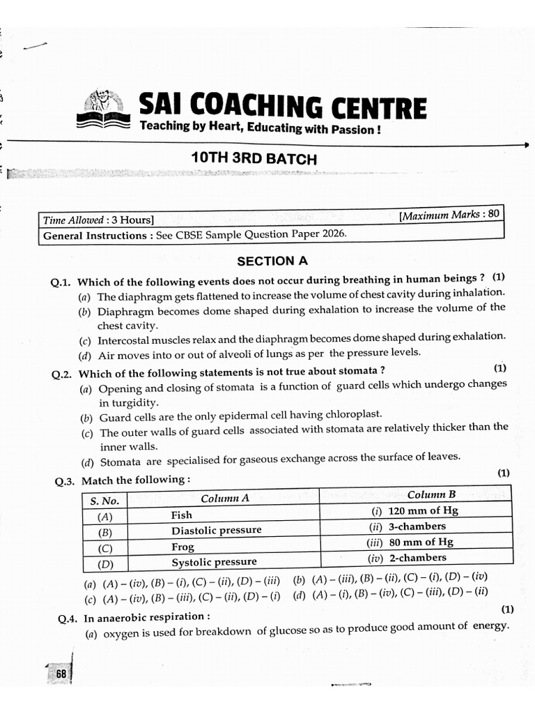 10th Science Sample Paper | PDF