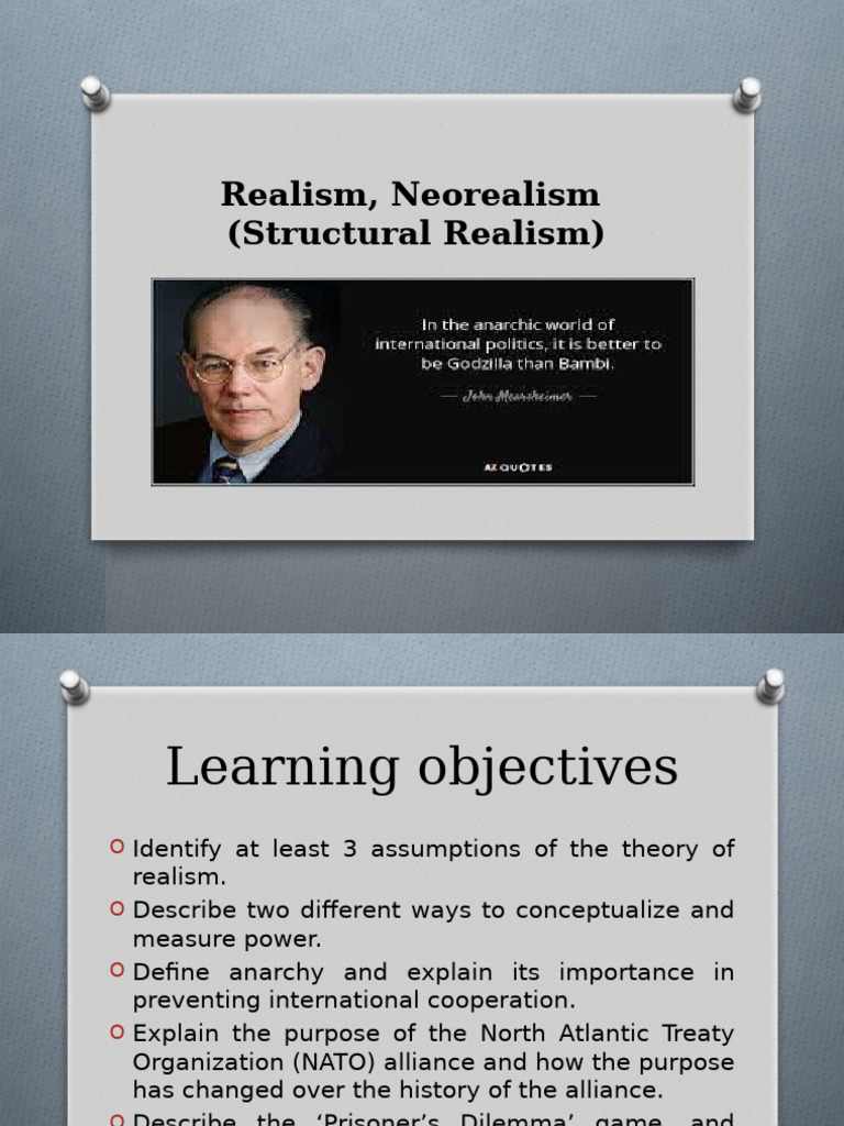 Week 2 - Monday Realism and Neorealism | PDF | Polarity (International ...