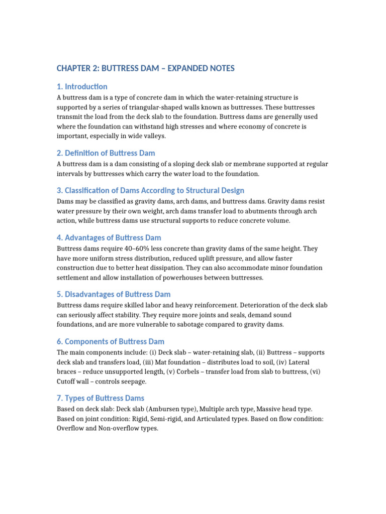 Buttress Dam Expanded Notes | PDF | Dam | Foundation (Engineering)