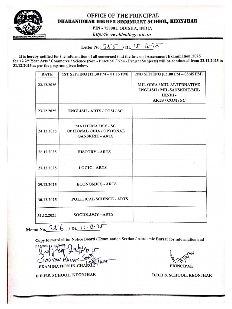 Internal Assessment Examination Programme-2025 | PDF