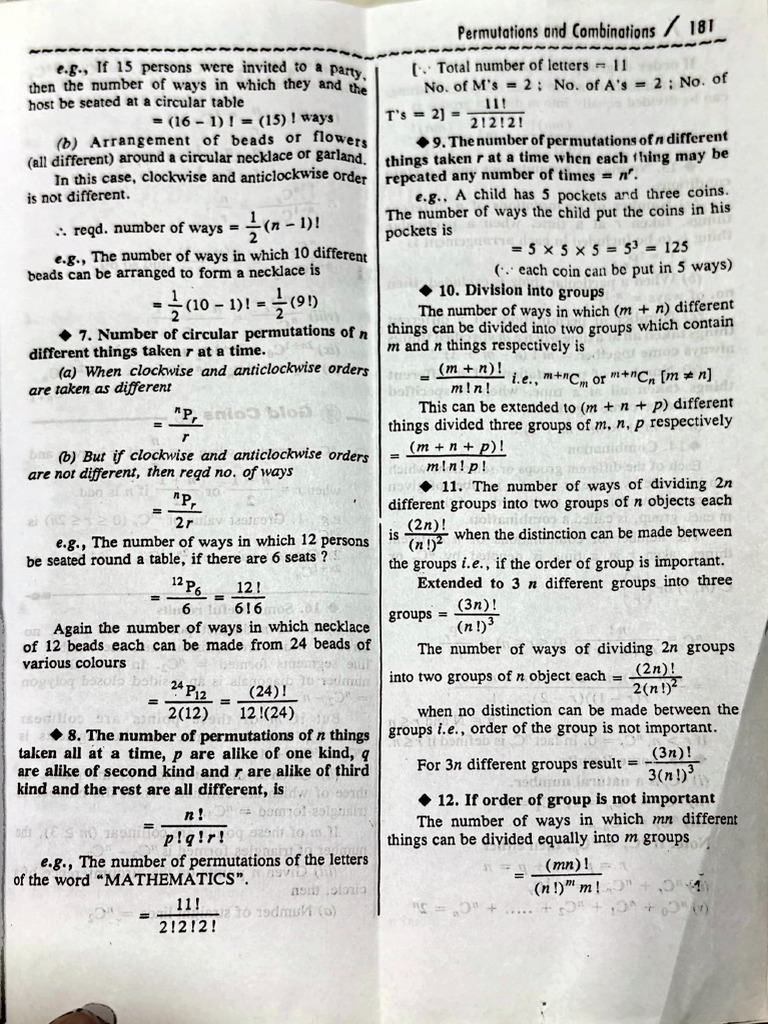 Permutation and Combination Short Tricks | PDF