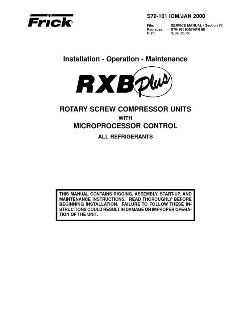 Frick Compressor | PDF | Refrigeration | Gas Compressor
