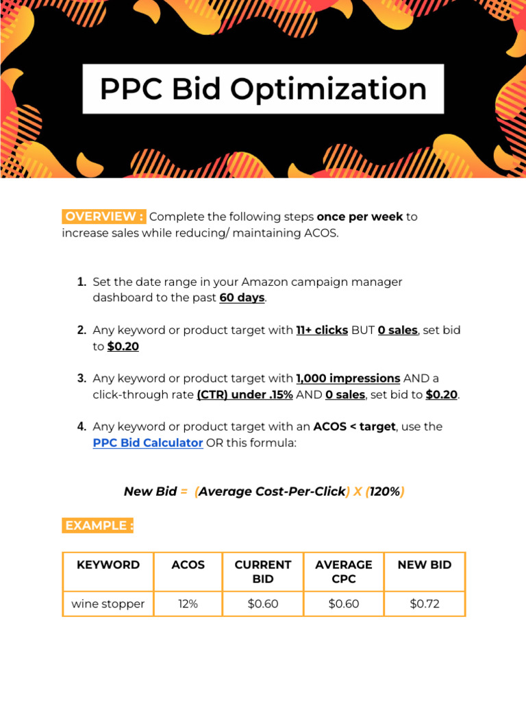 AEP Student Amazon PPC Bid Optimization Criteria | PDF