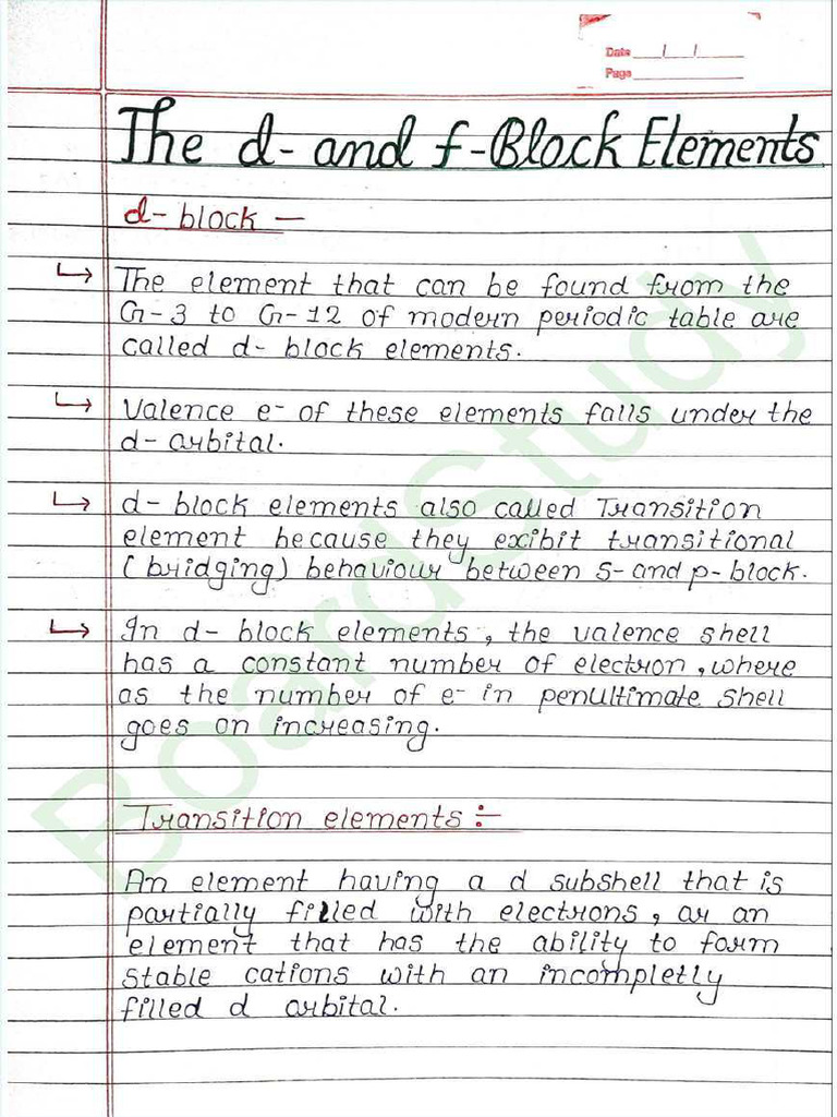 The D and F Block Elements Page 0001 | PDF
