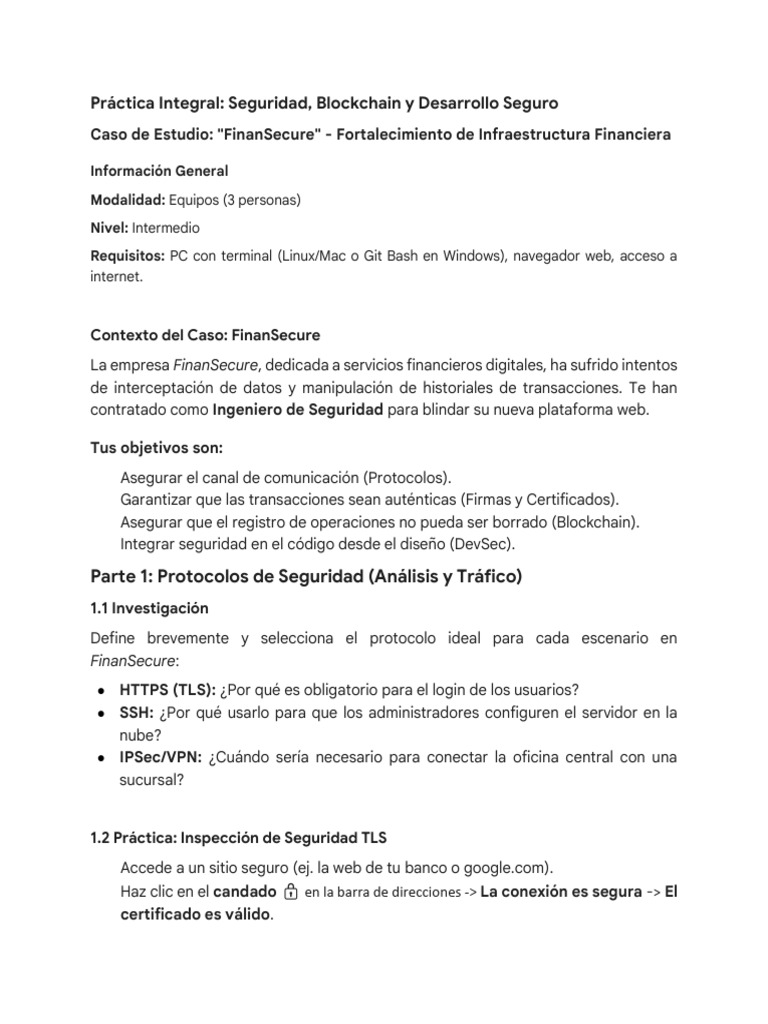 Práctica Integral Seguridad, Blockchain y Desarrollo Seguro | PDF ...