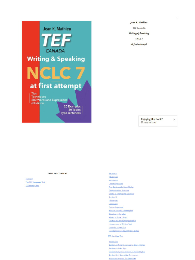 TEF Canada - Writing N Speaking NCLC7 at First Attempt | PDF