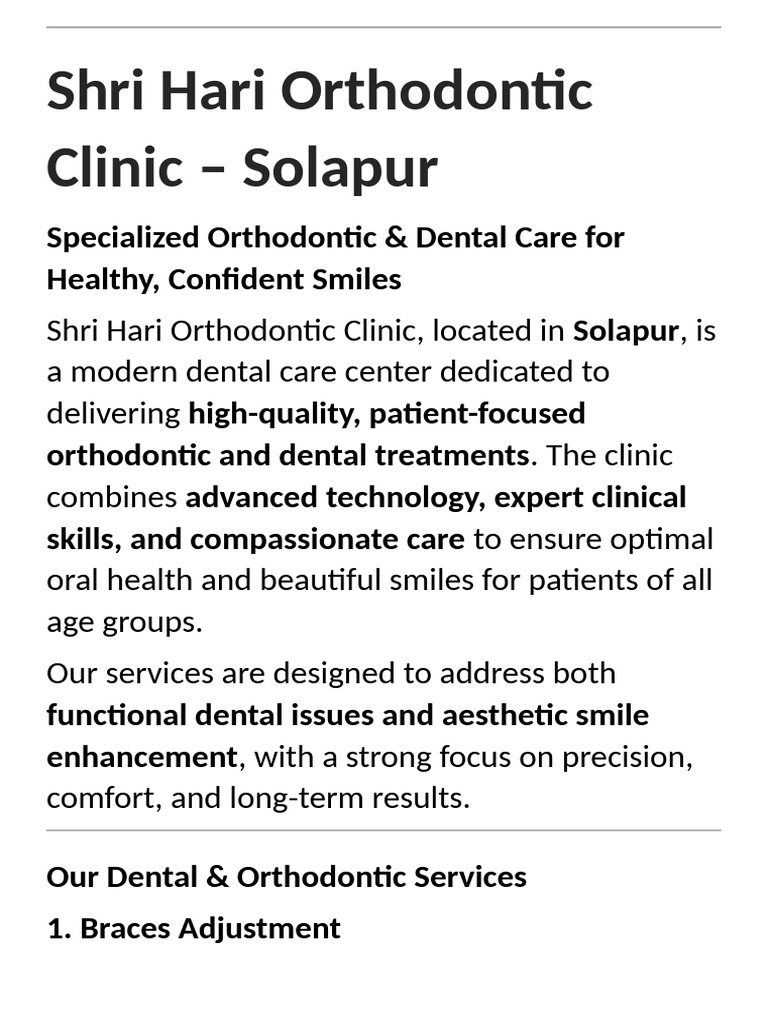 Shri Hari Orthodontic Clinic Details | PDF | Orthodontics | Oral Hygiene