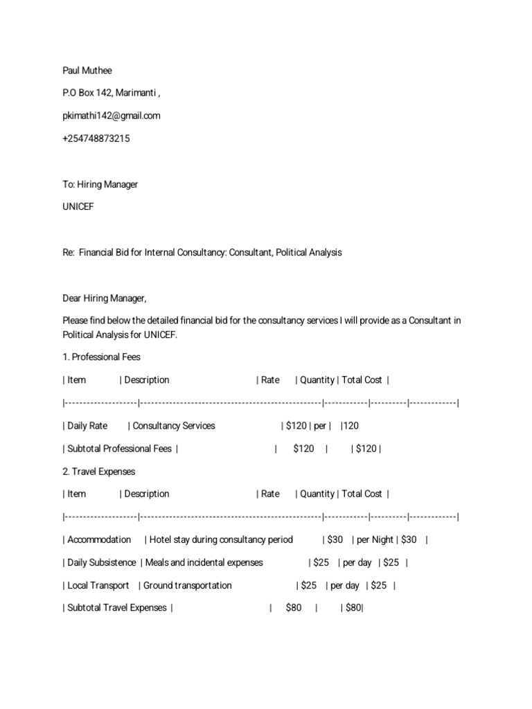 Financial Bid | PDF