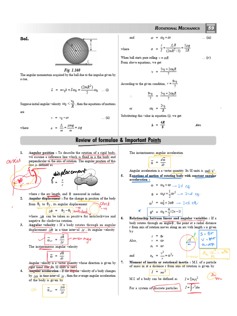 Rotational Mechanics: Key Concepts & Formulas | PDF | Mathematical ...