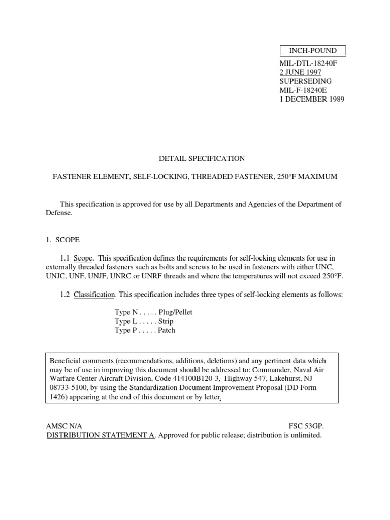 Mil DTL 18240 | PDF | Screw | Specification (Technical Standard)