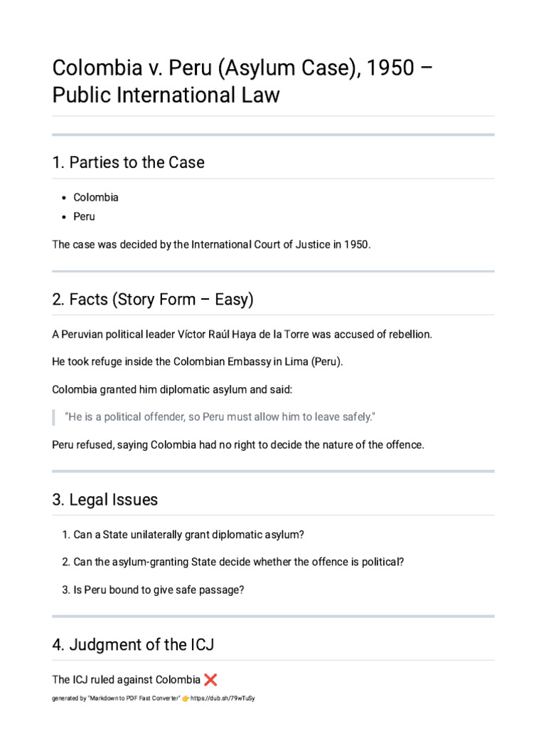 Colombia Peru Case | PDF