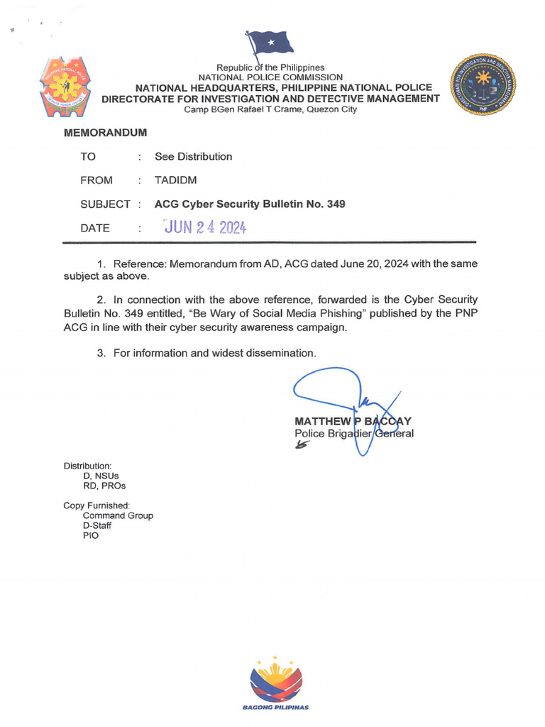 Memo Acg Cyber Security Bulletin No. 349 | PDF