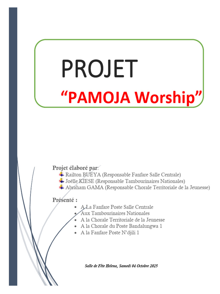 Projet PAMOJA Worship : Unité Musicale chrétienne | PDF | Justification ...