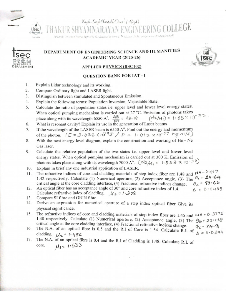 Physics Question Bank Solution | PDF
