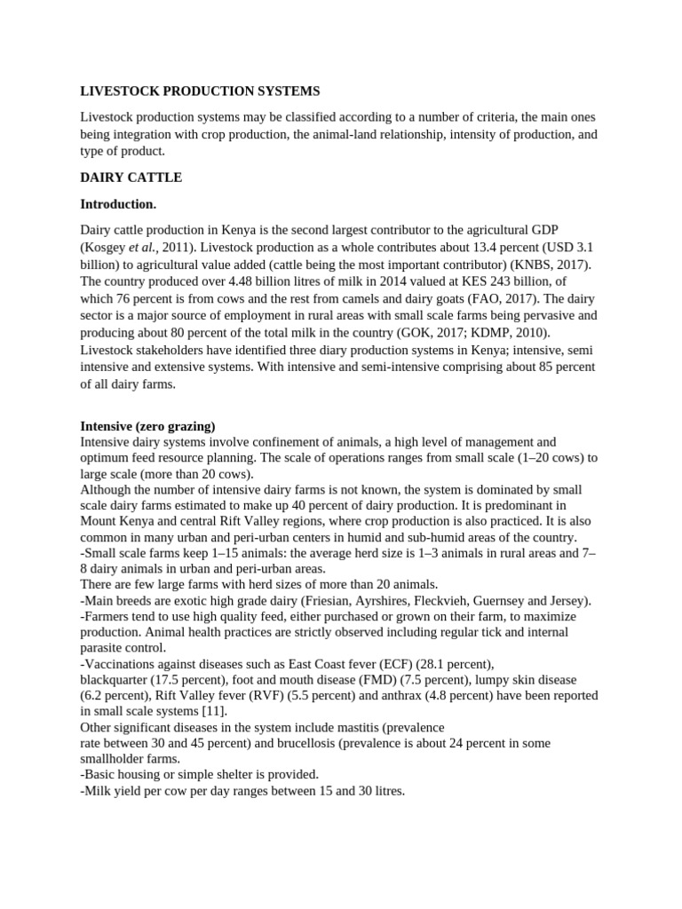 Dairy and Beef Production Systems in Kenya | PDF | Cattle | Pastoralism