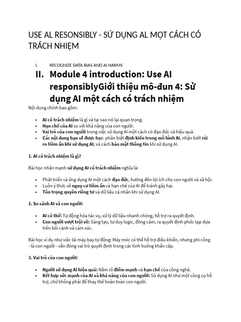 Modul 4 Use Al Resonsibly | PDF