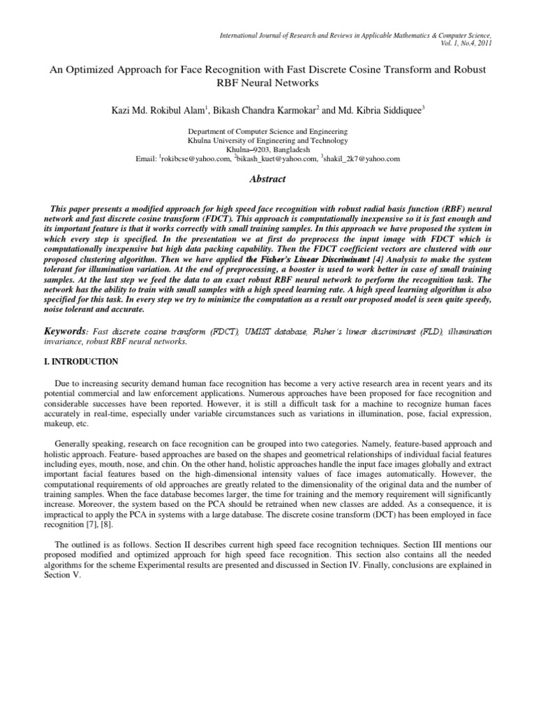 An Optimized Approach For Face Recognition With Fast Discrete Cosine
