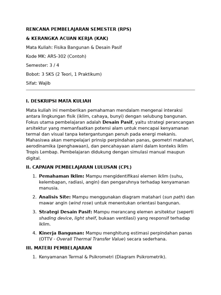 Fisika Bangunan & Desain Pasif (MATKUL KAK) | PDF