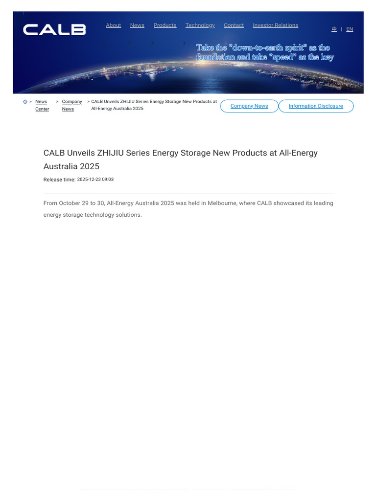 CALB Unveils ZHIJIU Series Energy Storage New Products at All... | PDF ...