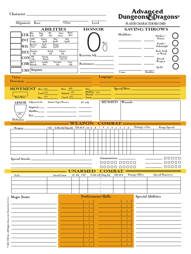 Player Character Record Template | PDF