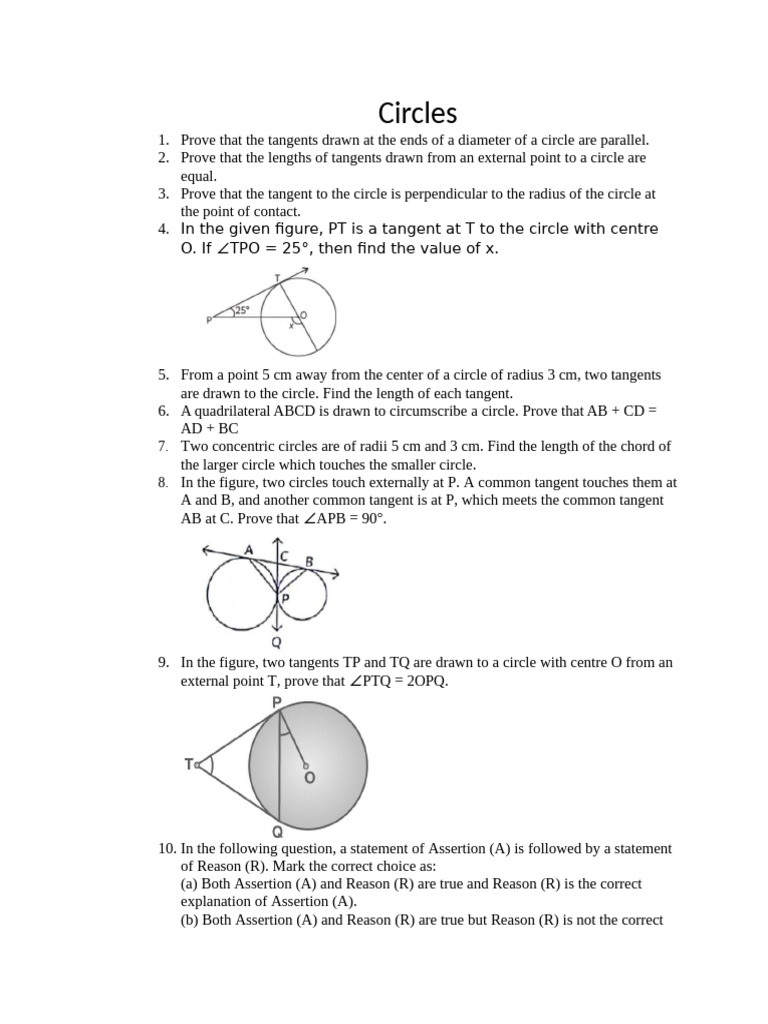 Circle Tangent Properties and Proofs | PDF