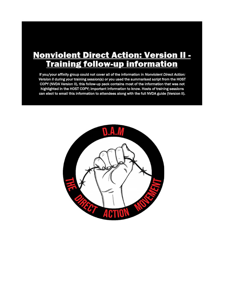 Nonviolent Direct Action Version II Training Follow Up Information by J ...
