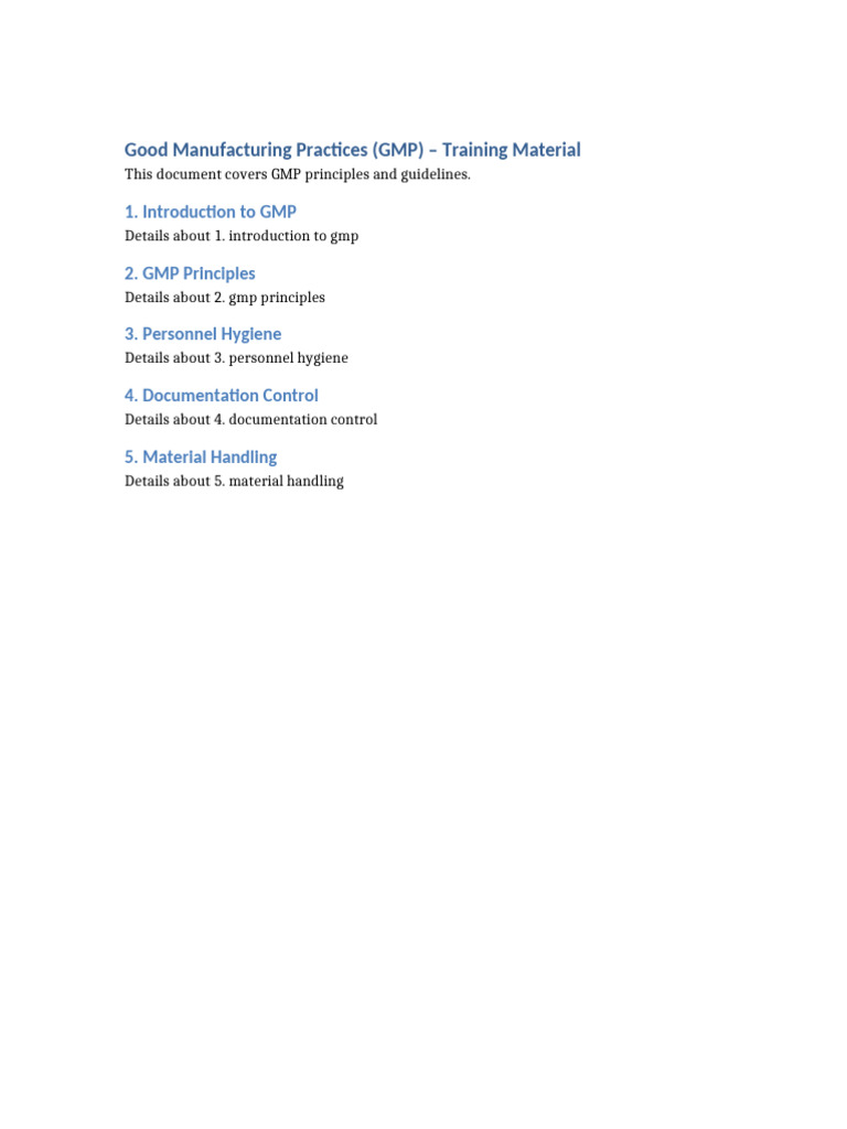 GMP Training Material Overview | PDF