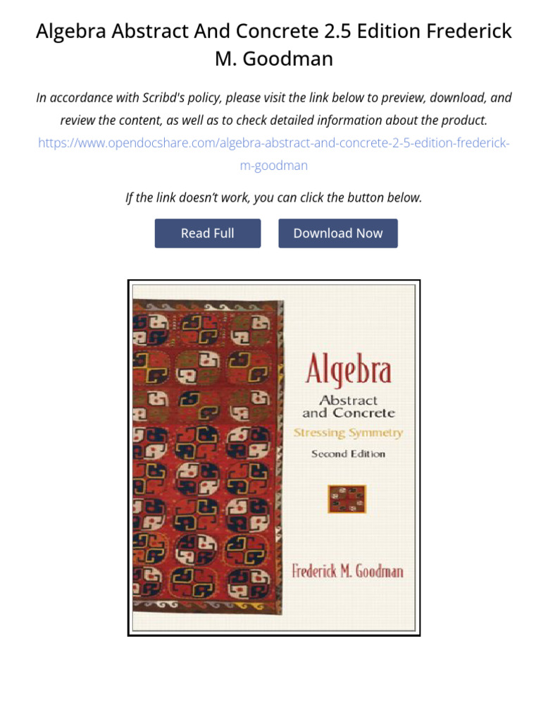 Algebra Abstract and Concrete 2.5 Edition Frederick M. Goodman Complete ...