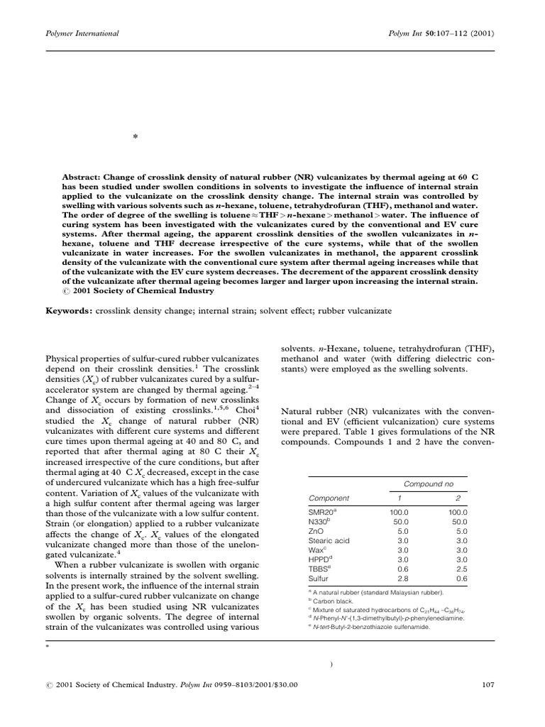 Influence of Internal Strain On Change of Crosslink Density of Natural ...