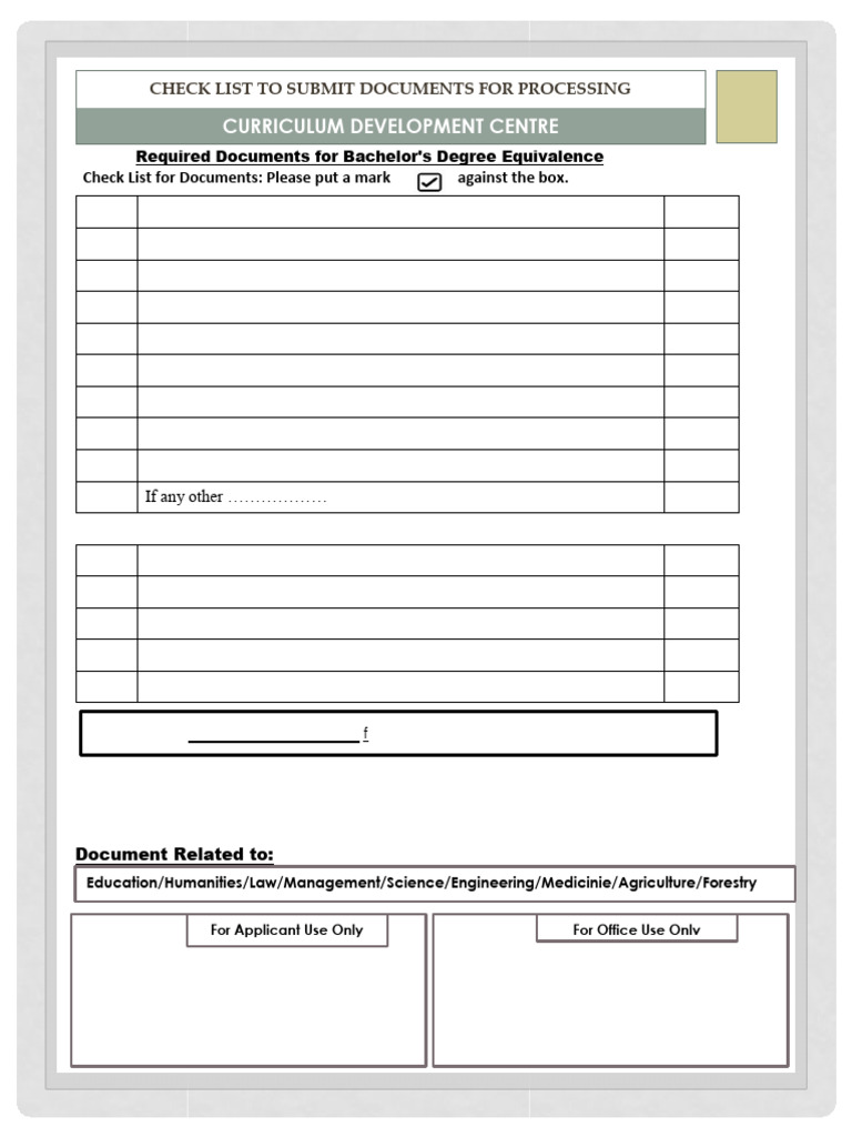 Bachelor's Degree Equivalence Checklist | PDF