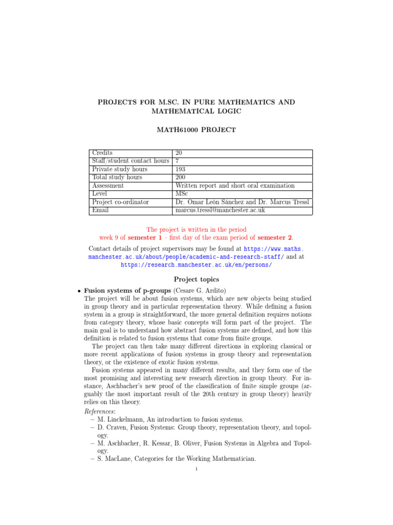 Projects Math 61000 | PDF | Group (Mathematics) | Representation Theory
