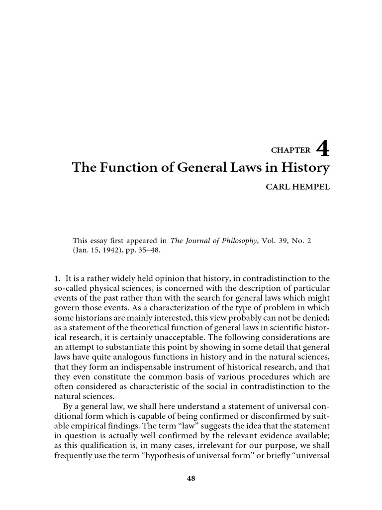 The Function of General Laws in History | PDF | Hypothesis | Empirical ...