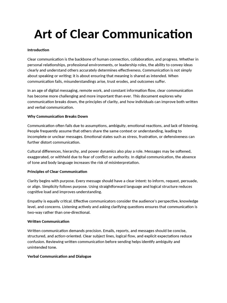 Art of Clear Communication | PDF | Communication | Leadership