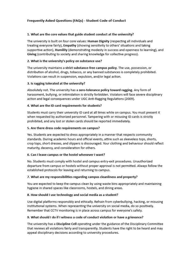FAQs-Code of Conduct, CIP, 2025 | PDF