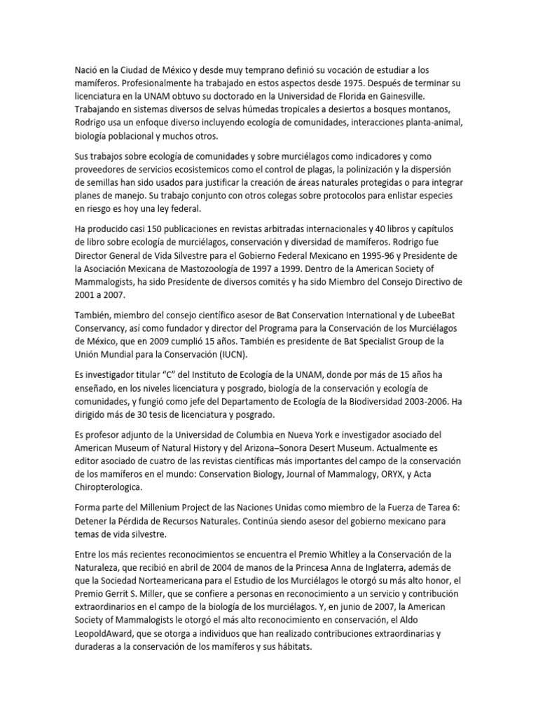 Biografia de Rodrigo Antonio Medellin Legorreta | PDF | Entorno natural