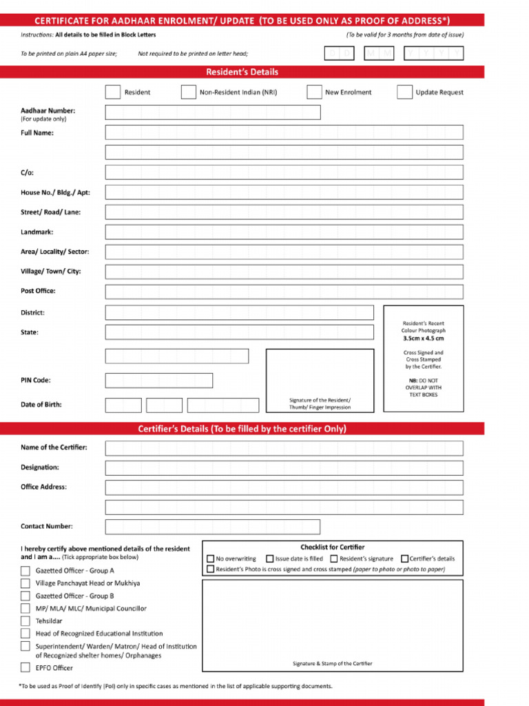 Aadhar Address | PDF