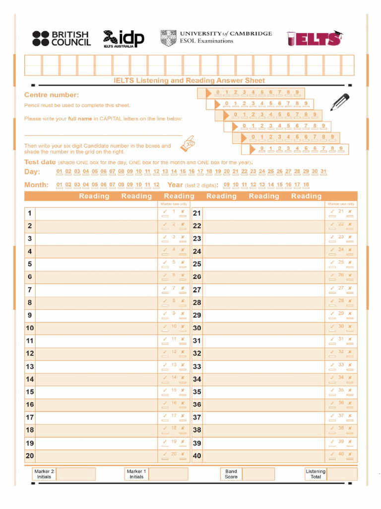 IELTS Answer Sheet Reading | PDF